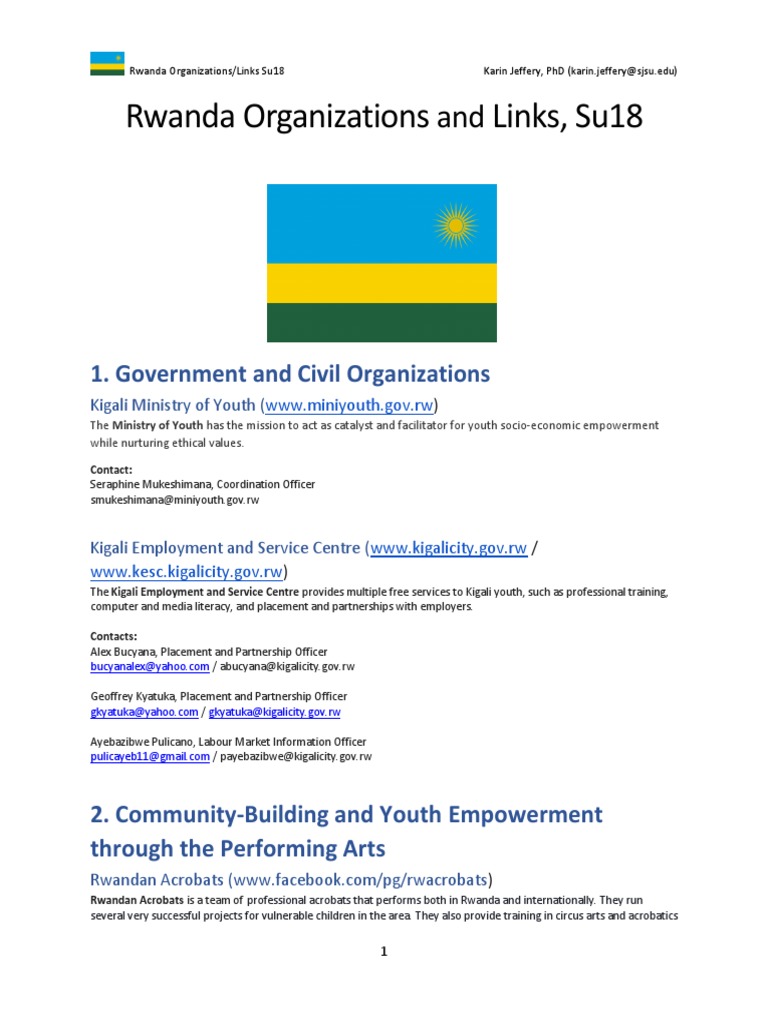 Rwanda Contacts and Links - Aug18 | PDF | Rwanda
