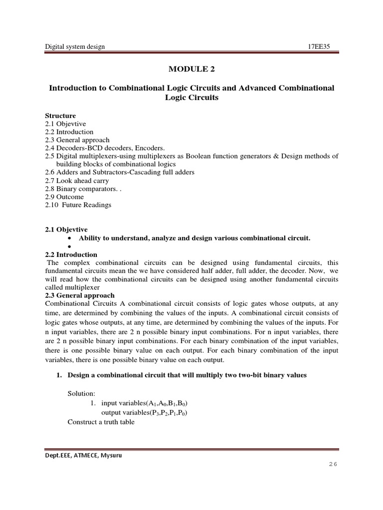 Introduction To Combinational Logic Circuits and Advanced Combinational ...