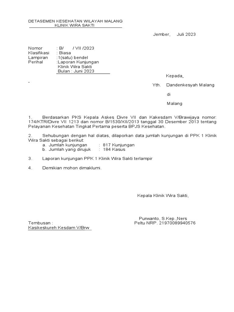 Surat Pengantar Kunjungan 2023 | PDF