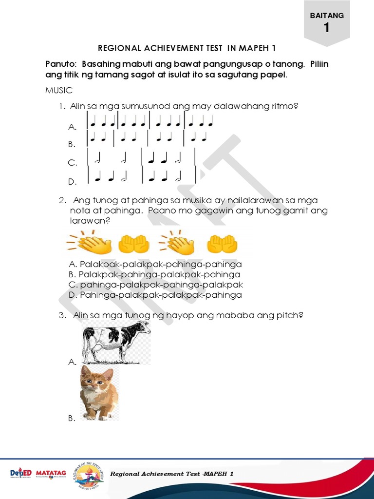 RAT For MAPEH 1 | PDF