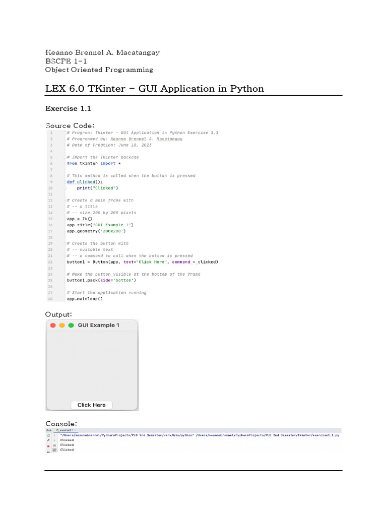Python Tkinter GUI Exercises Guide | PDF
