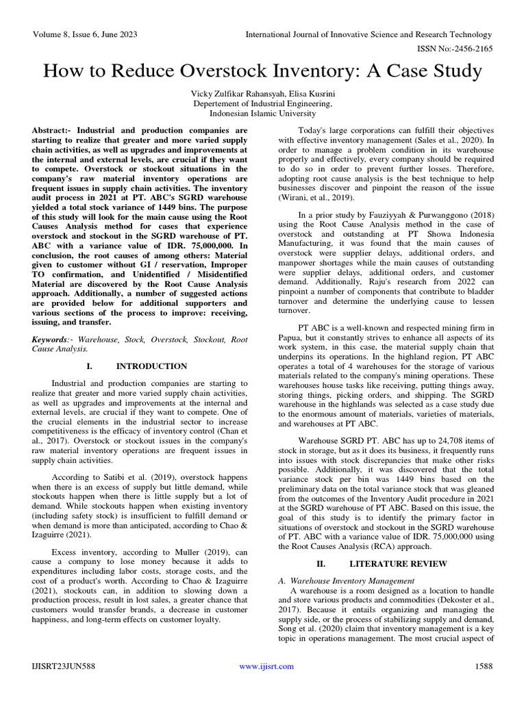 How To Reduce Overstock Inventory: A Case Study | PDF | Inventory ...