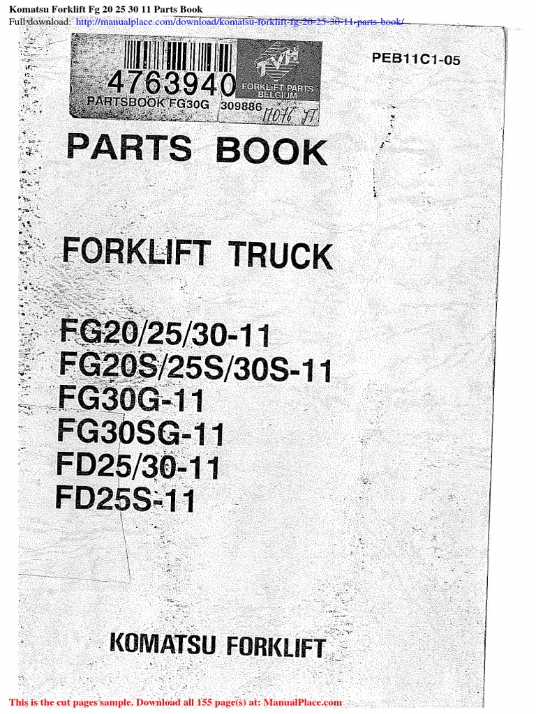 Komatsu FG 20/25/30 Parts Manual Download | PDF