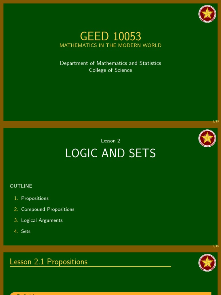 MMW LESSON 2.1 Propositions | PDF | Logic | Truth