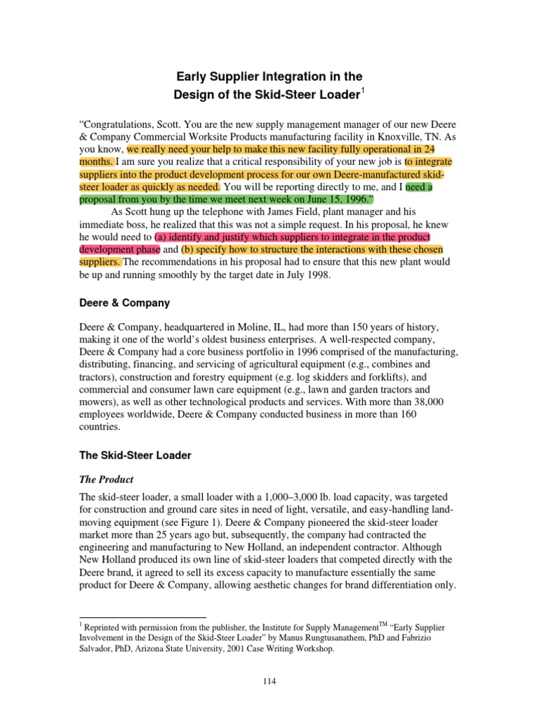 Early Supplier Integration for Skid-Steer Loader | PDF | Brand ...