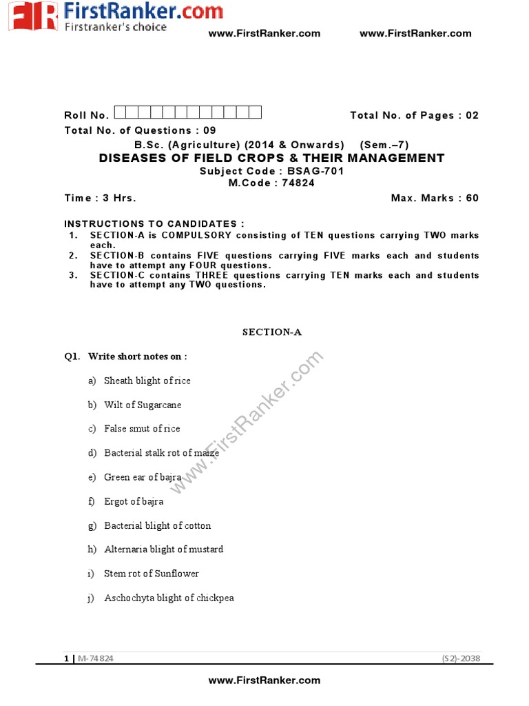 PTU Question Paper | PDF | Plants | Agriculture