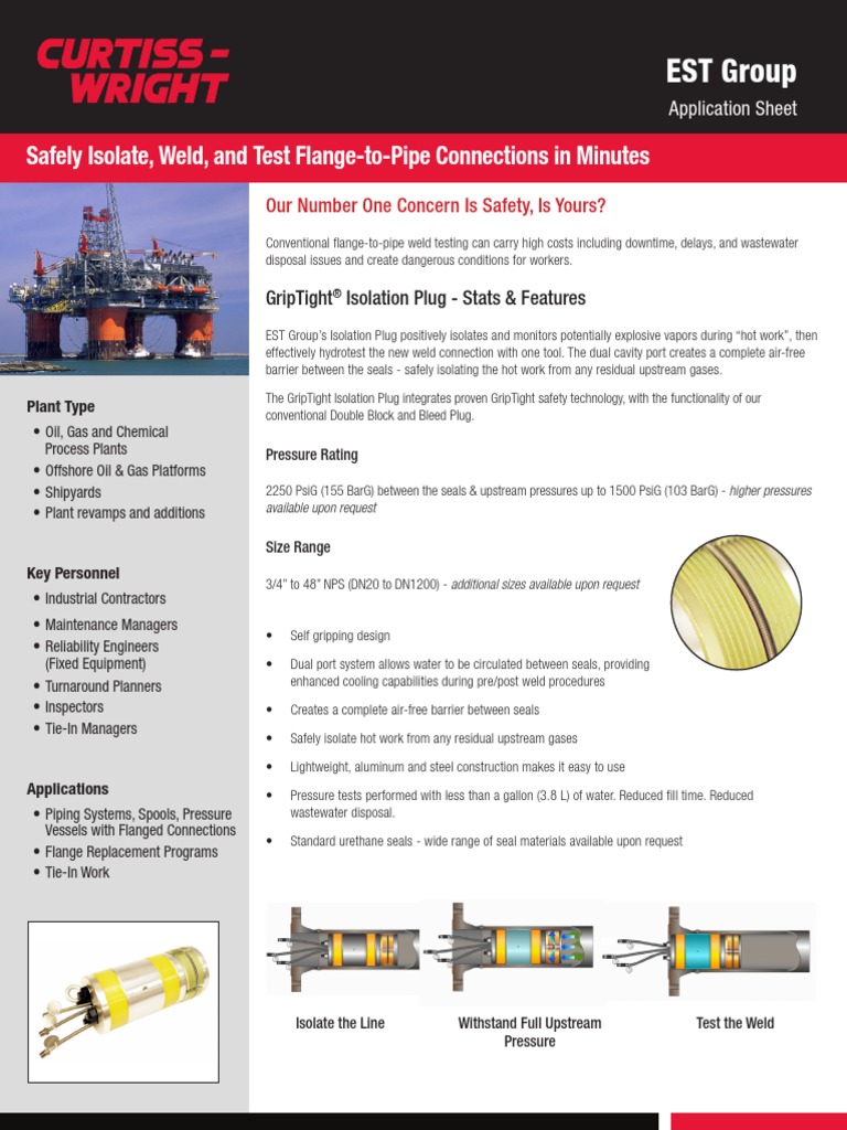 Application Sheet Flange Weld Test and Isolation | PDF | Pipe (Fluid ...