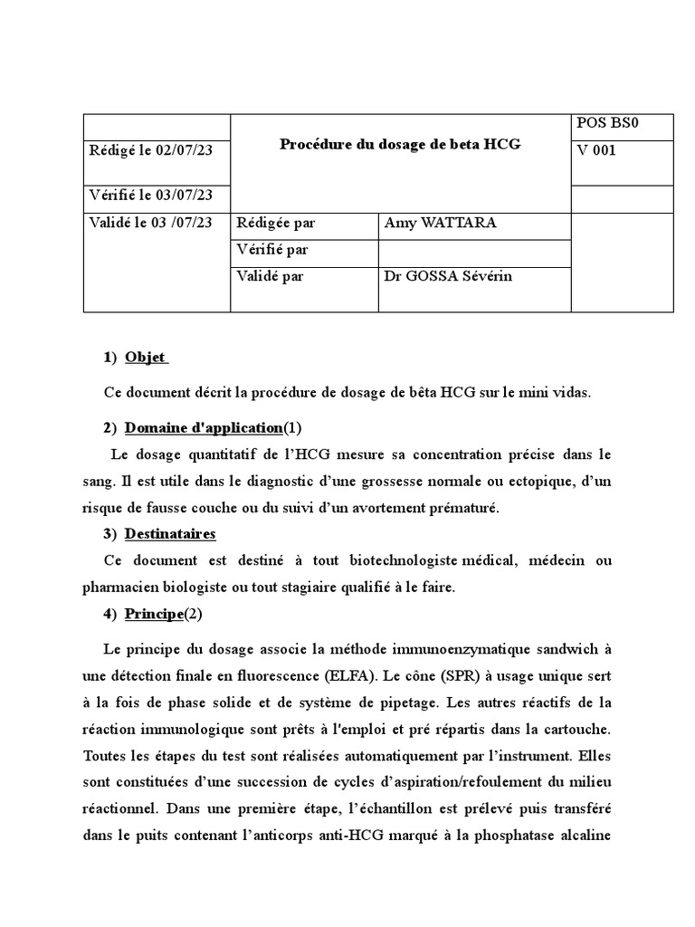 Procédure HCG Version 1 | PDF | Anticorps | Chimie