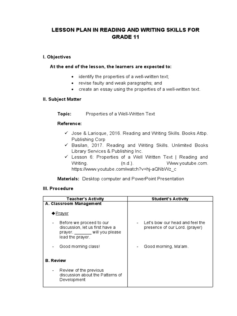 L3 - Detailed Lesson Plan | PDF | Incandescent Light Bulb | Coherence ...