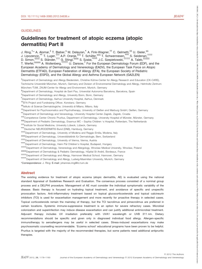 Acad Dermatol Venereol - 2012 - Ring - Guidelines For Treatment of ...