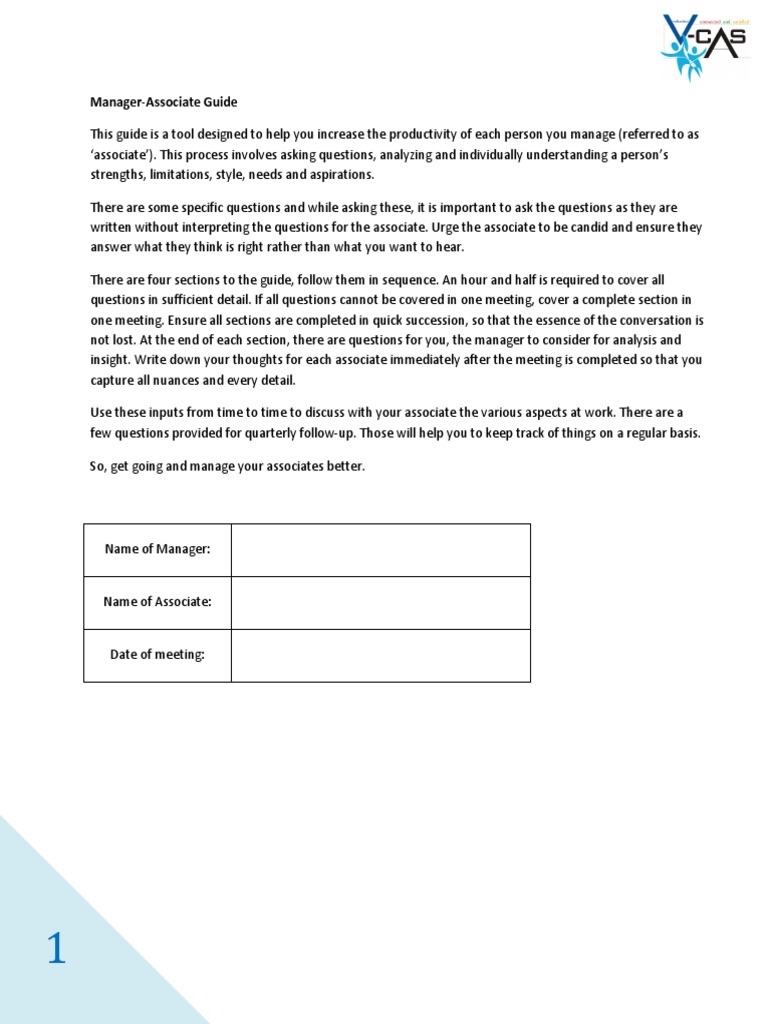 Manager-Associate Guide | PDF | Goal | Thought