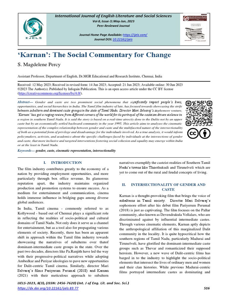 Karnan': The Social Commentary For Change | PDF | Dalit | Intersectionality
