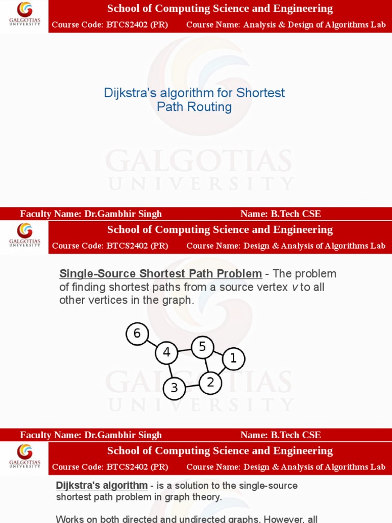 Shortest Path Dijkstra S Algorithm Pdf Computer Science Computational Complexity Theory