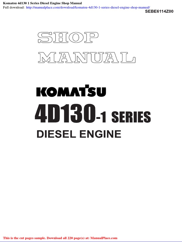 Komatsu 4d130 1 Series Diesel Engine Shop Manual | PDF