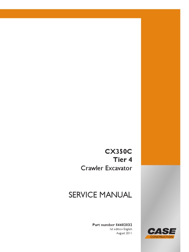 Case Excavator Cx350c Service Manual | PDF | Screw | Bearing (Mechanical)
