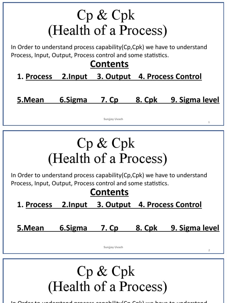 CP, CPK | PDF | Mean | Standard Deviation