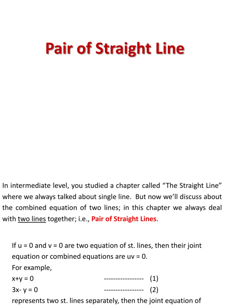 Pair of Straight Line_Discussion. | PDF | Line (Geometry) | Equations