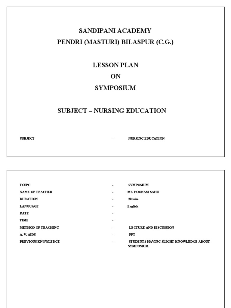 Lesson Plan On Symposium | PDF | Lecture | Symposium (Plato)