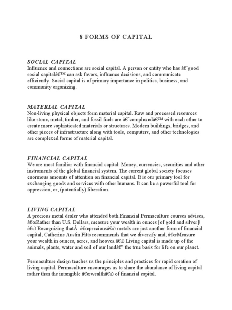 8 Forms of Capital Hand Out | Download Free PDF | Capital (Economics ...