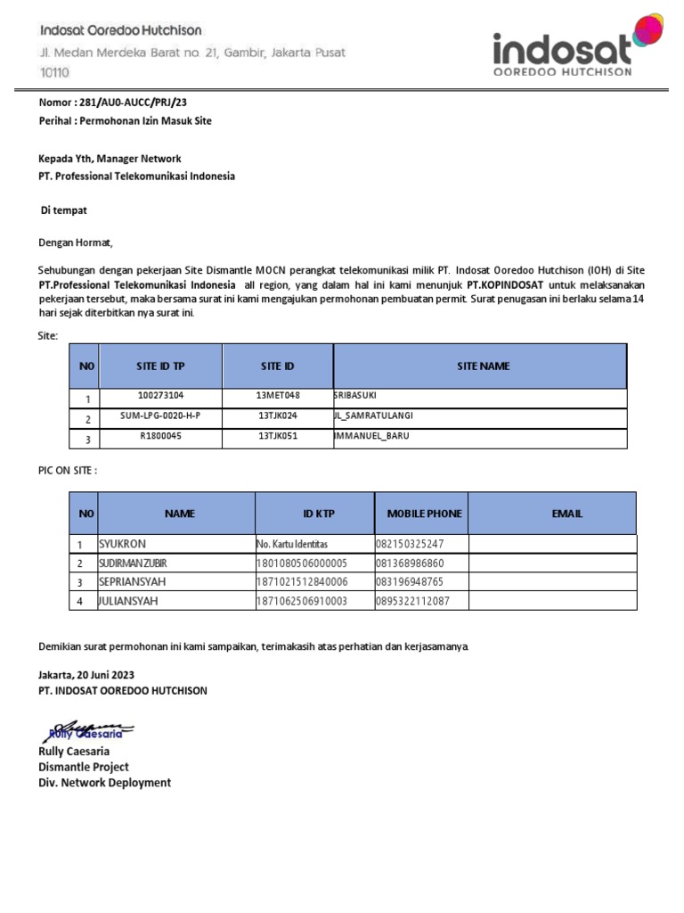Surat Penugasan IOH | PDF
