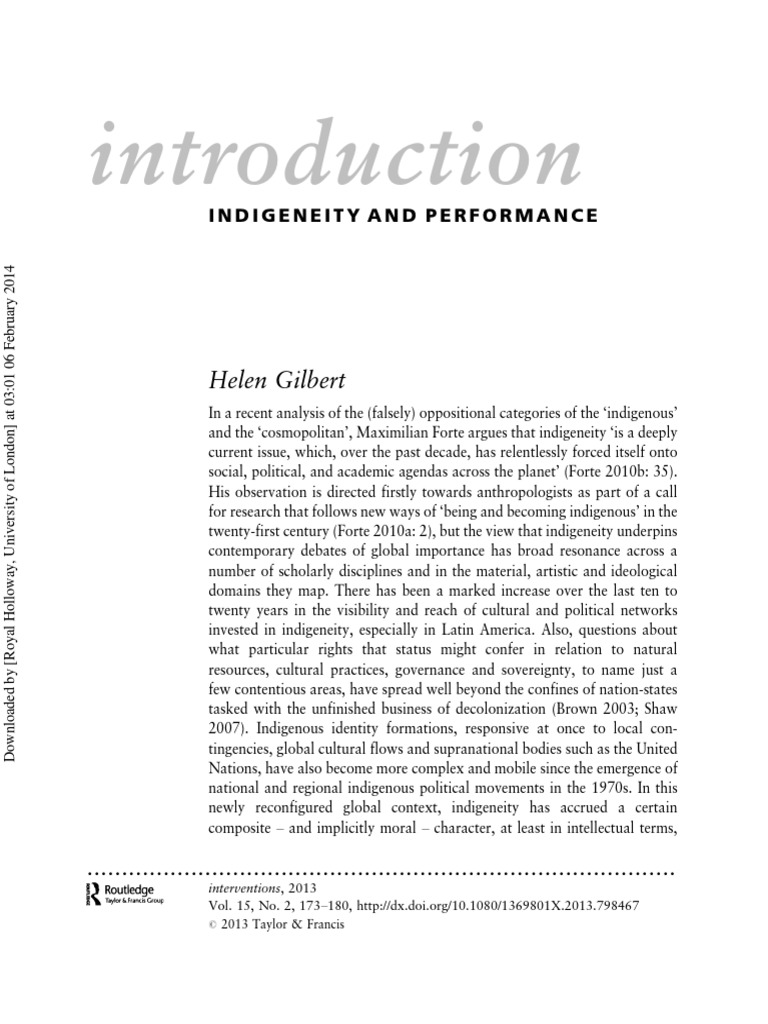 Introduction Indigeneity and Performance | PDF | Indigenous Peoples ...