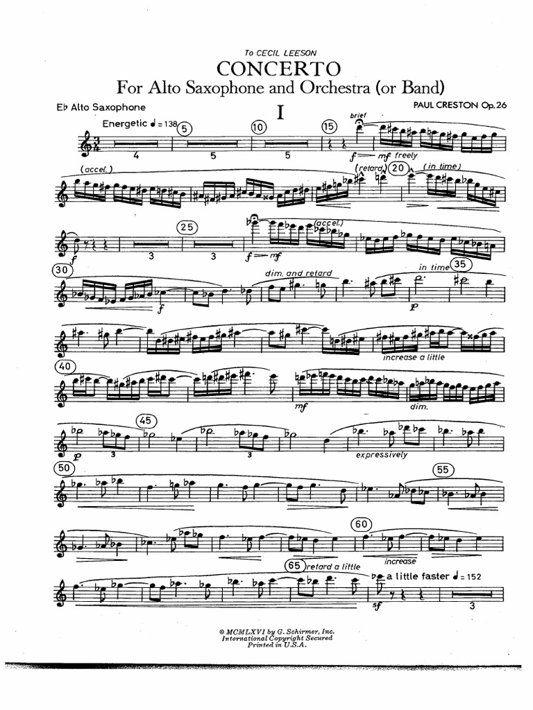 Creston, Concerto saxophone part | PDF