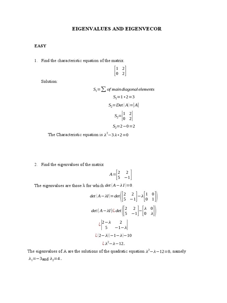 Eigenvalues and Eigenvectors | PDF | Eigenvalues And Eigenvectors | Operator Theory