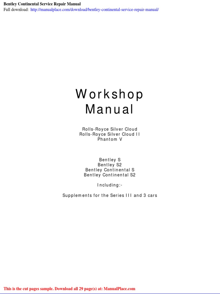 Bentley Continental Service Repair Manual | PDF | Motor Vehicle ...