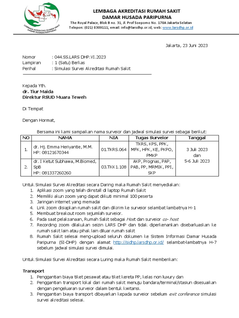 044.Ss - Lars DHP - Vi.2023-Rsud Muara Teweh | PDF
