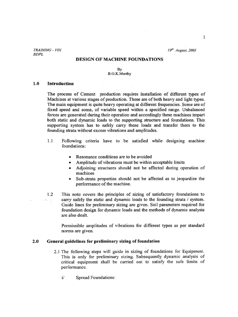 Design of Machine Foundations (1) | PDF