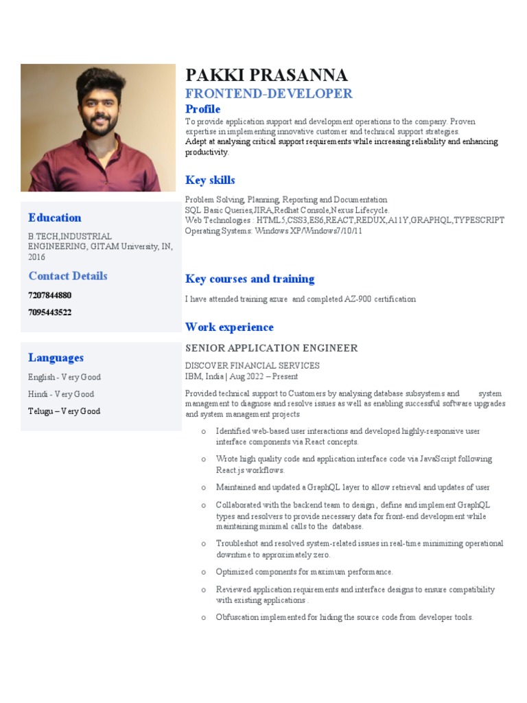 Pakki Prasanna CV | PDF | Databases | Accessibility