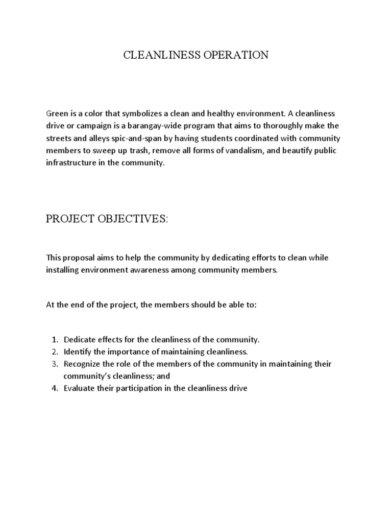 Cleanliness Operation | PDF