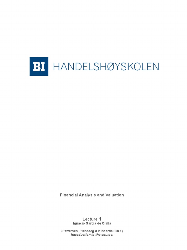 1 - Introduction To The Course | PDF | Valuation (Finance) | Financial ...