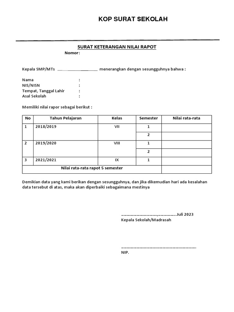 Contoh Format SKL | PDF
