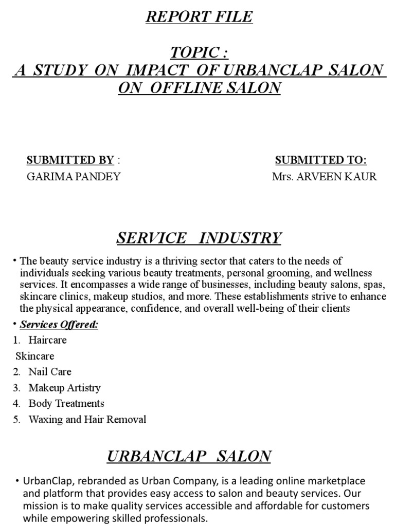 Impact of UrbanClap on Offline Salons | PDF | Customer Experience ...