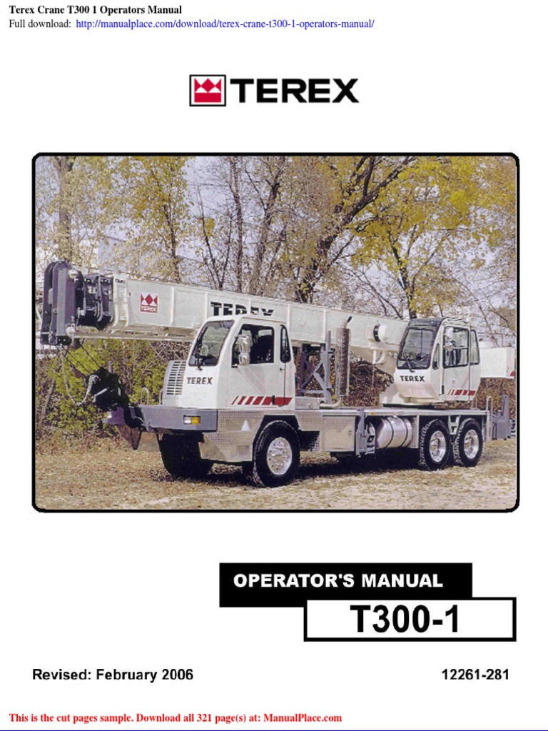 Terex T300 Operators Manual | PDF | Crane (Machine) | Safety