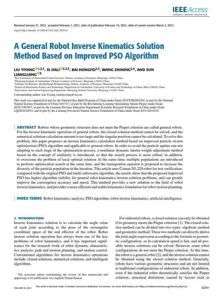 A General Robot Inverse Kinematics Solution Method Based On Improved ... A General Robot Inverse Kinematics Solution Method Based On Improved ...
