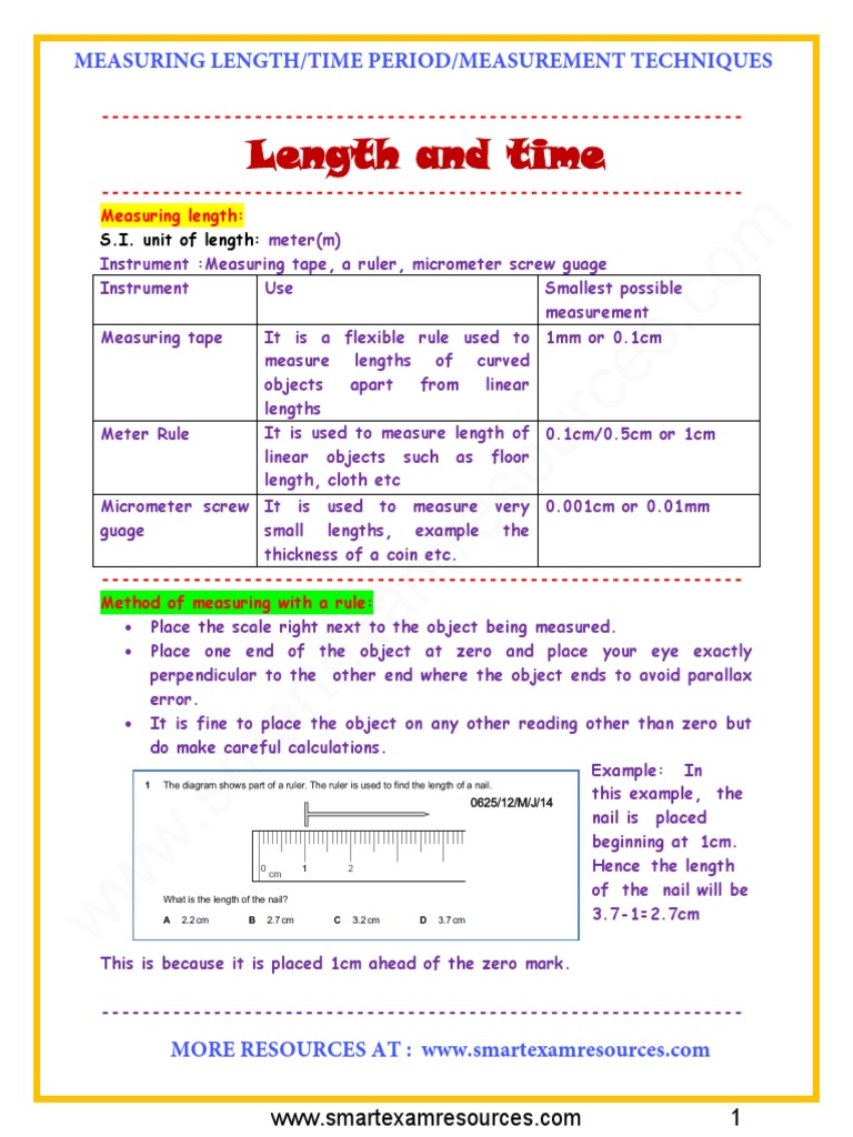 1.1 Measuring Length Time Period Measurement Techniques | PDF ...