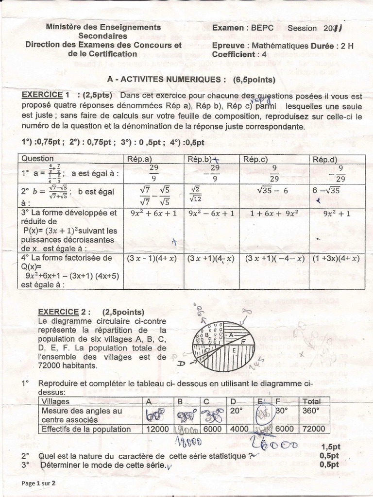 Maths (Bepc 2011) | PDF