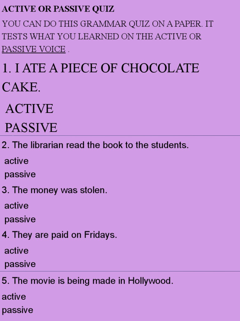 Activity Active and Passive Voice | PDF