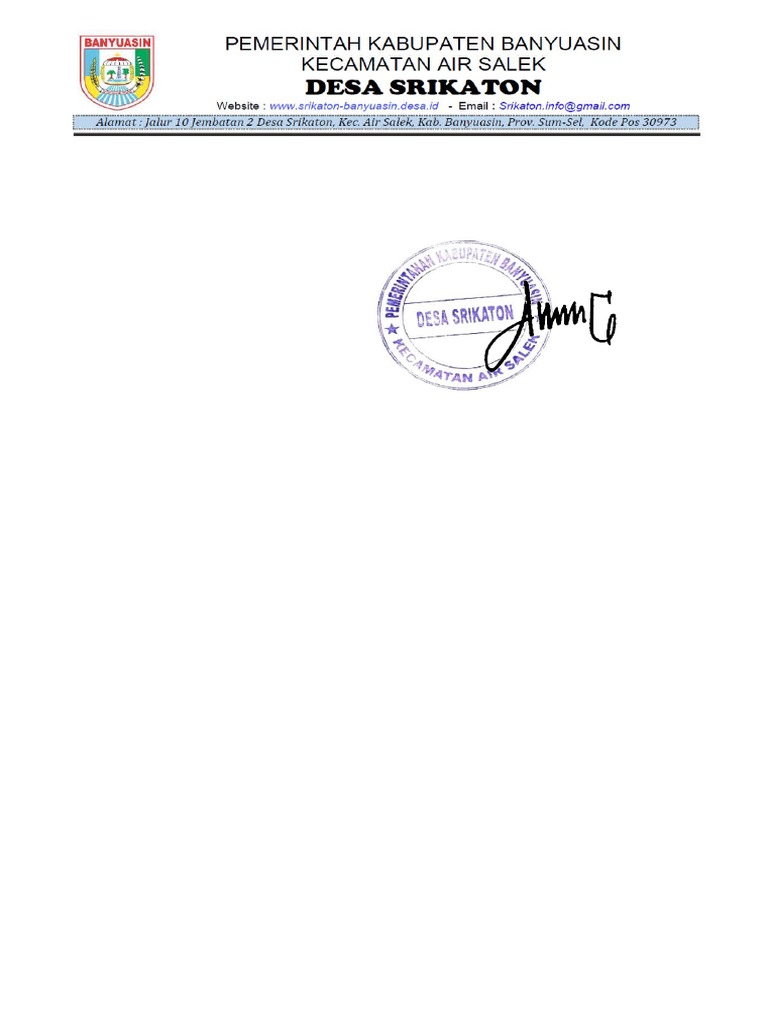 Kop TTD Stempel Desa Srikaton | PDF