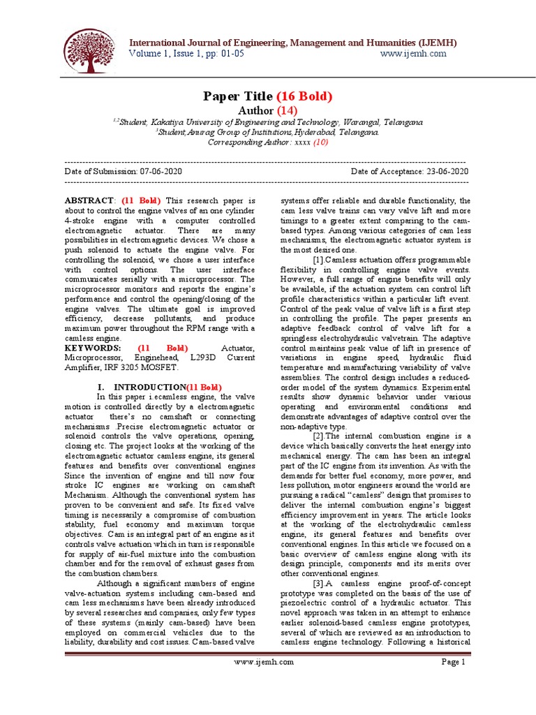 Paper Format | PDF | Inductor | Engines