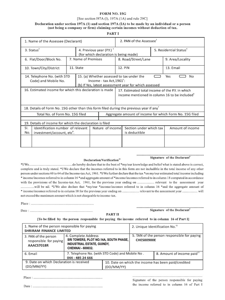 SFL 15 G Form PDF | PDF