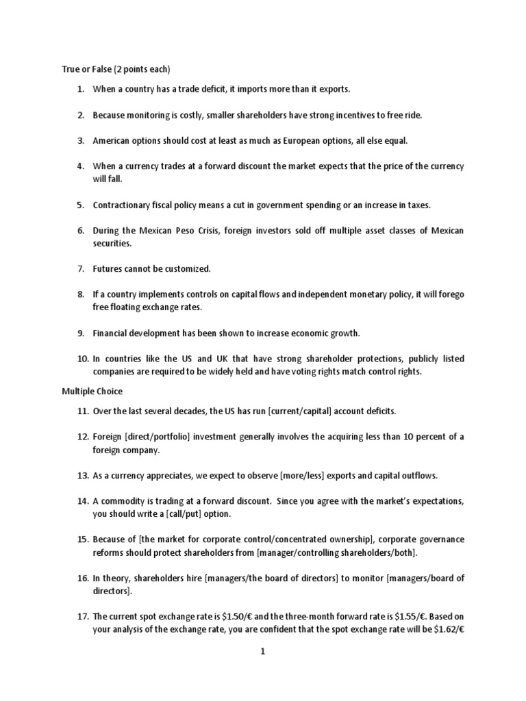 Practice Midterm Bus331 Spring | PDF | Option (Finance) | Exchange Rate Practice Midterm Bus331 Spring | PDF | Option (Finance) | Exchange Rate
