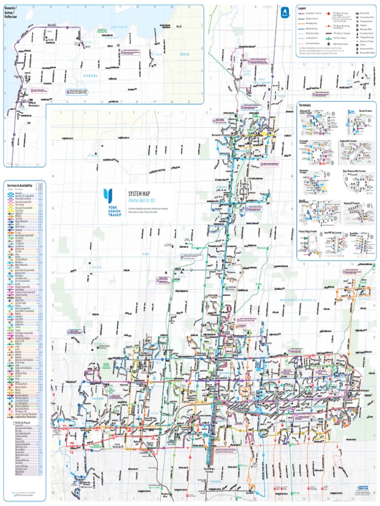 YRT System Map Web Apr2023 | PDF | Rail Transport | Passenger Rail ...