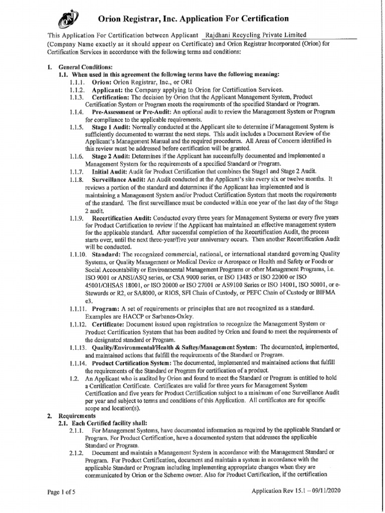 Agreement for R2 Certificate | PDF