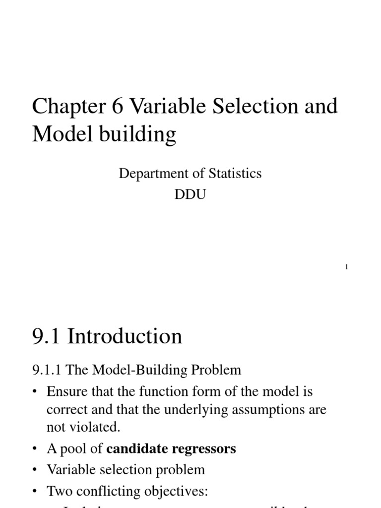 Chapter 6 Variable Selection and Model Building | PDF | Regression Analysis | Dependent And ...