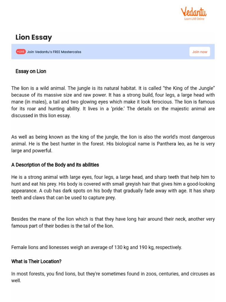 Lion Essay (2) | PDF