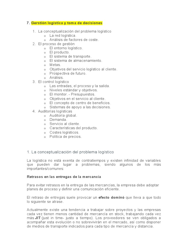 Tema 7 Gestion de Logistica y Toma de Decisiones | PDF | Logística | Identificación de ...