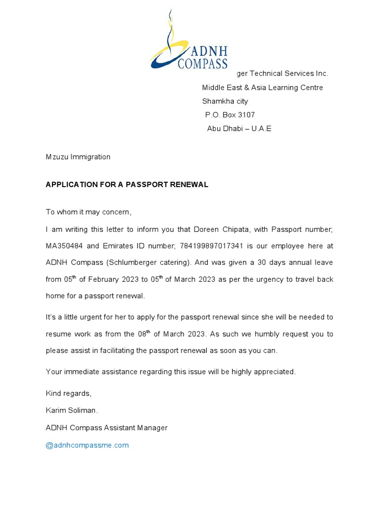 Adnh Letter to Imm | PDF